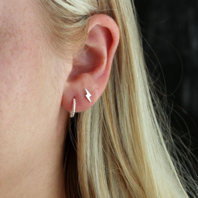 Lightning Bolt Stud Earrings in Gold or Sterling Silver – kris nations