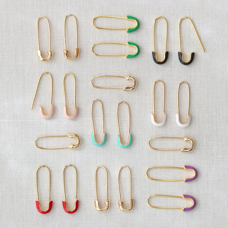 Safety Pin Enamel Earrings – kris nations
