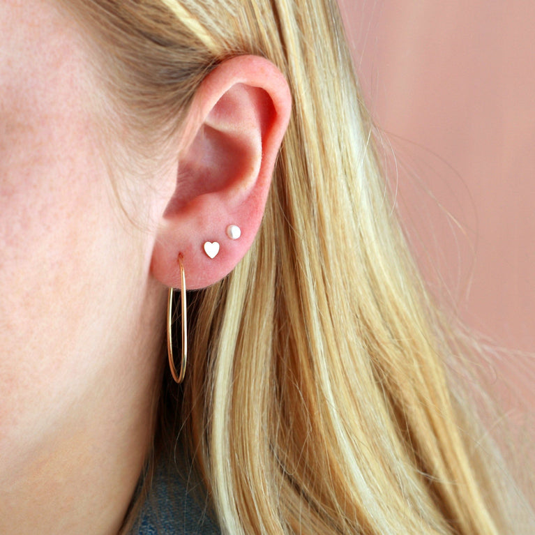 Heart Flat Back Single Stud Earring in 14k Gold – kris nations