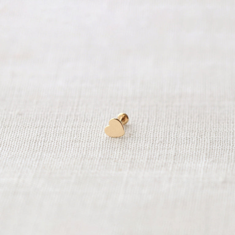 Heart Flat Back Single Stud Earring in 14k Gold – kris nations